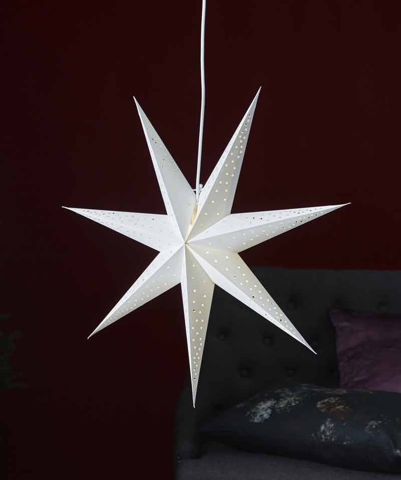 Stjerne hvid i papir Ø 63 cm - Papirstjerne - Julebelysning - Frøtorvet ApS